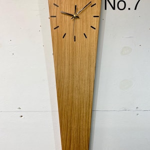 Long Narrow Modern English Oak Wooden Wall Clock, Wood Clock UK ...