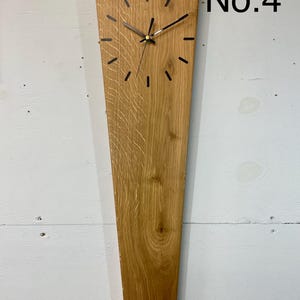 Long Narrow Modern English Oak Wooden Wall Clock, Wood Clock UK ...