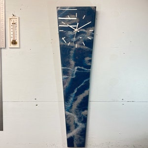 Modern Abstract Narrow Long Thin Unusual Resin Clocks, Modern Wall Art ...