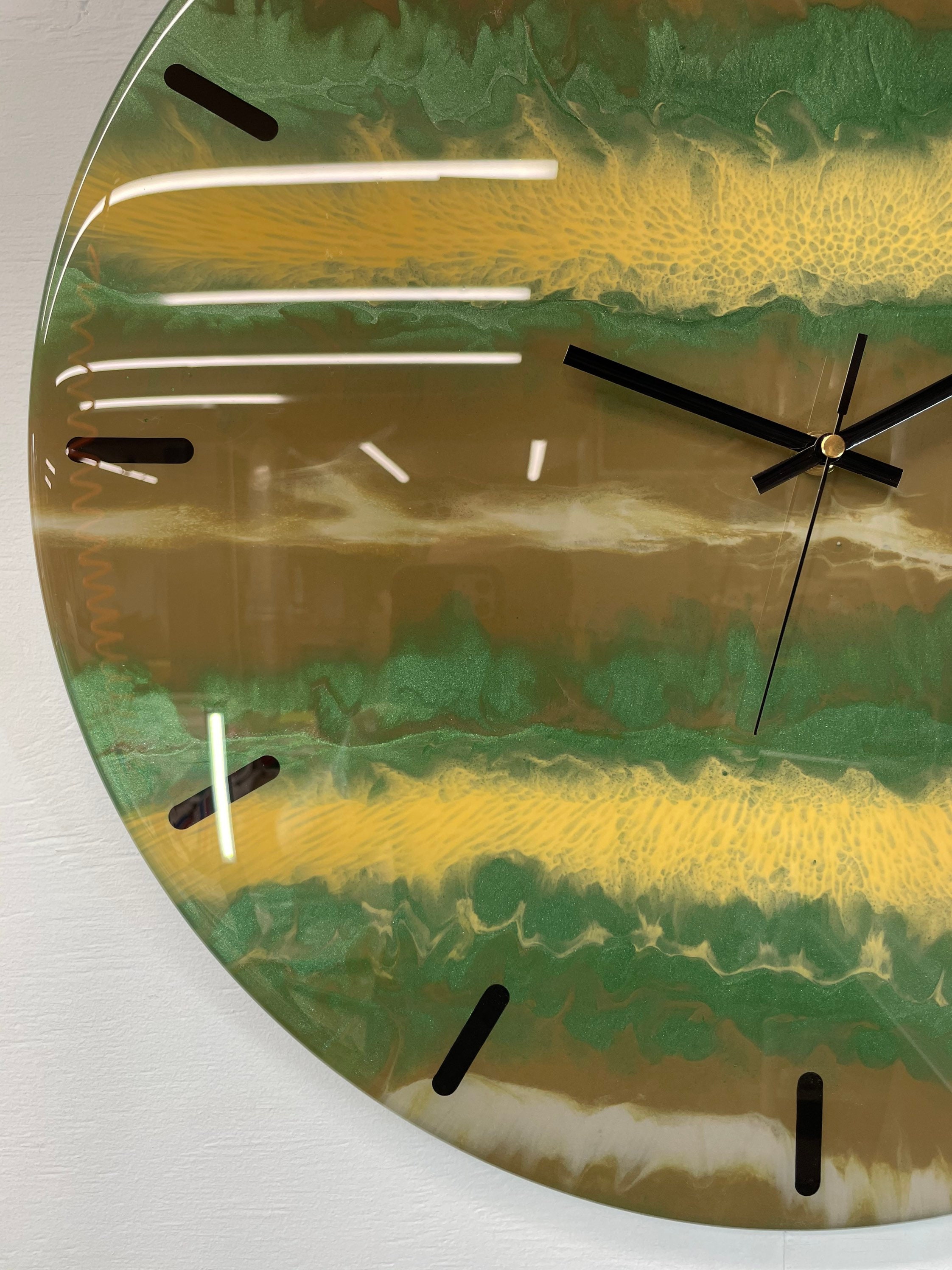 50cm Large Dark Green and Brown Modern Resin Wall Clock | Etsy