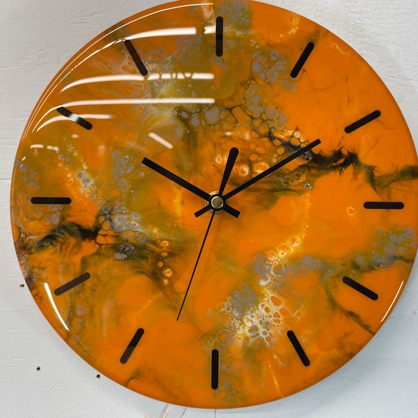 Grey and Orange Clock - Etsy