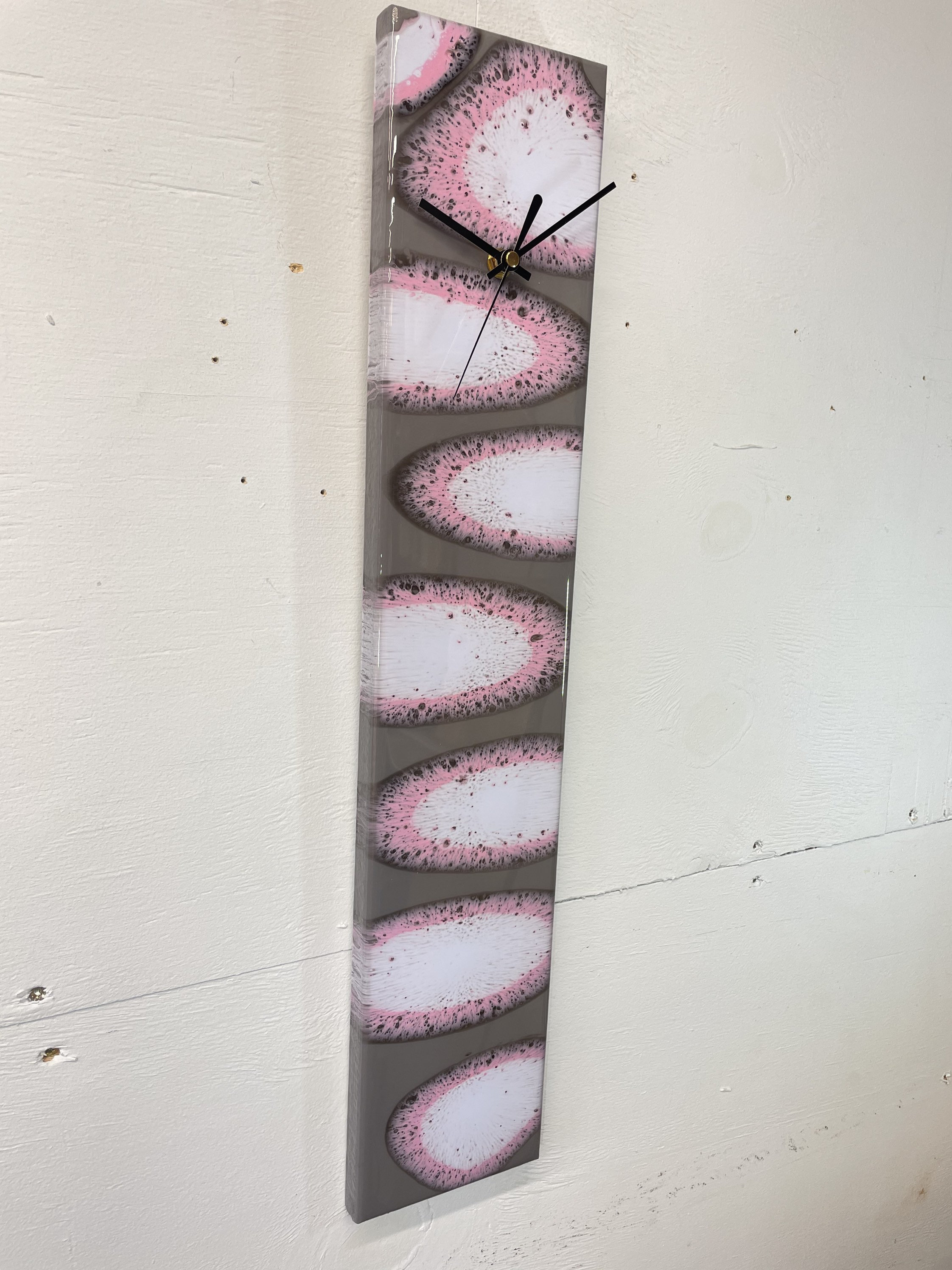 Narrow Grey Pink & Pale Blue Abstract Resin Wall Clock Long - Etsy UK