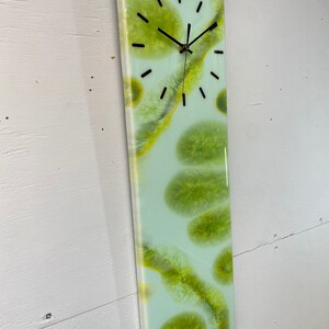 Long Narrow Green Abstract Resin Wall Clock, Long Modern Wall Clock ...