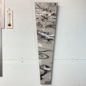 Modern Abstract Narrow Long Thin Unusual Resin Clocks, Modern Wall Art ...