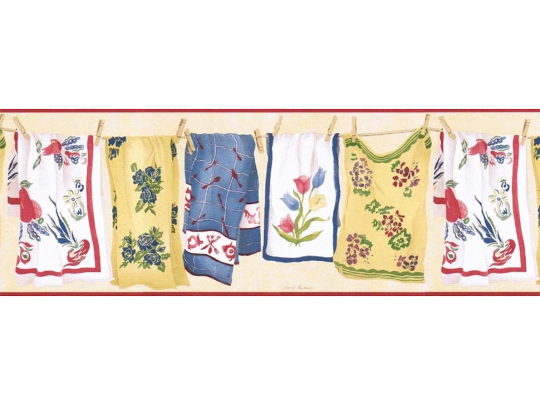 9 in X 15 Ft Prepasted Wallpaper Borders Laundry Wall Paper Border ...