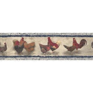 7 in X 15 Ft Prepasted Wallpaper Borders Roosters Wall Paper Border ...