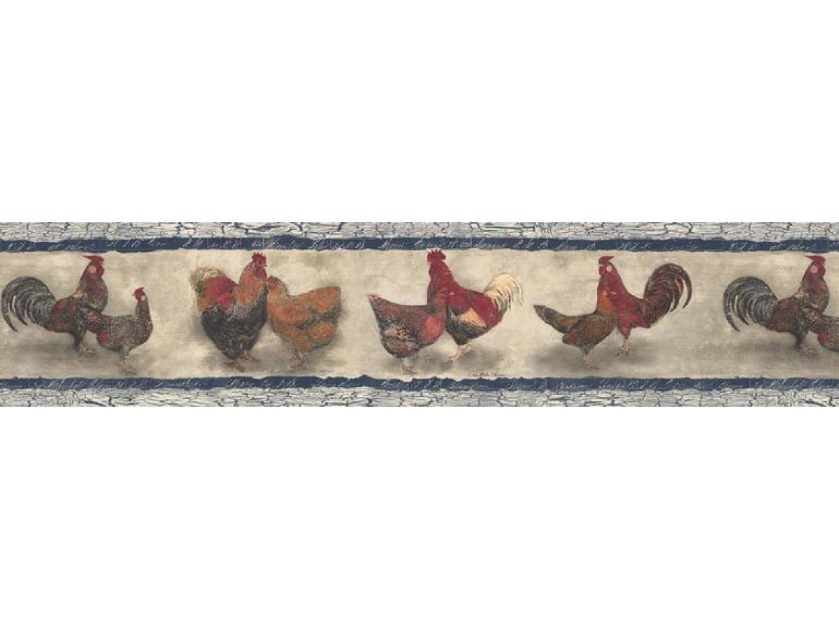 7 in X 15 Ft Prepasted Wallpaper Borders Roosters Wall Paper - Etsy