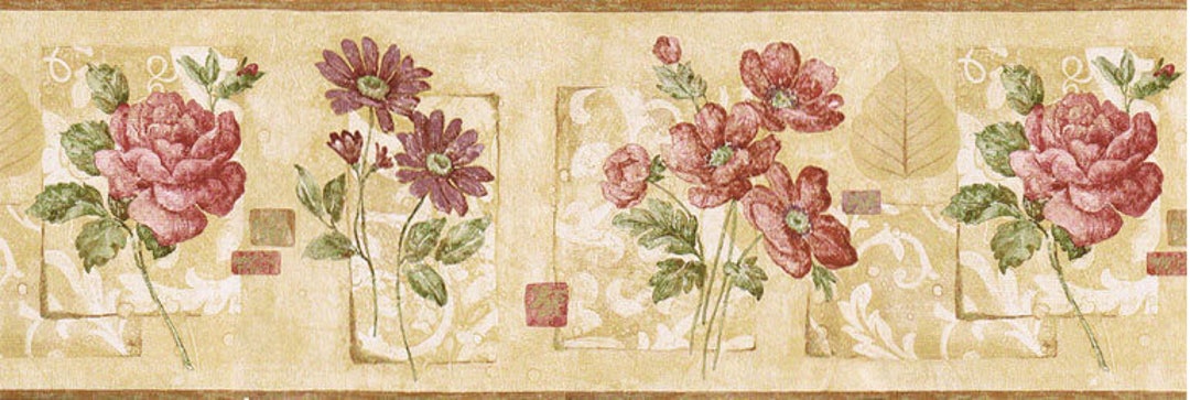 Prepasted Wallpaper Borders Floral Wallpaper Border GS96029B - Etsy