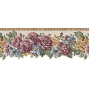 8 1/2 in X 15 Ft Prepasted Wallpaper Borders Floral Wall Paper Border ...