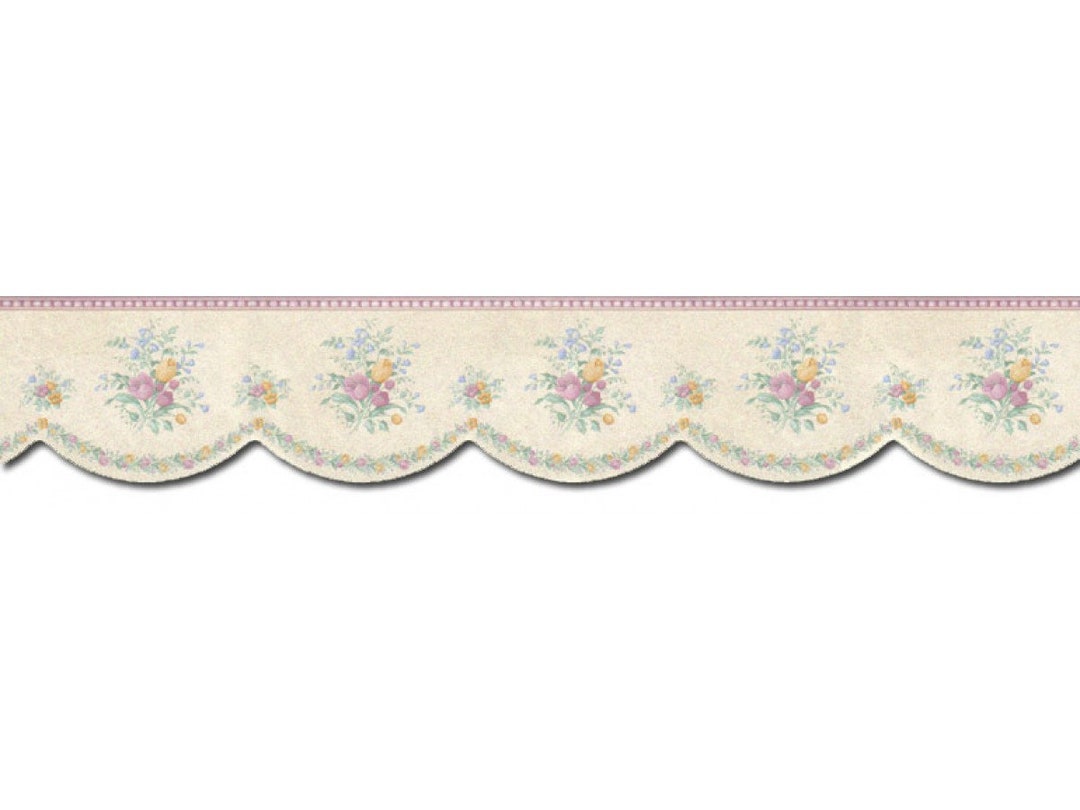 4 1/2 in X 15 Ft Prepasted Wallpaper Borders Floral Wall Paper Border ...