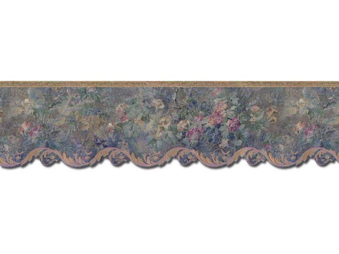 6 5/8 in X 15 Ft Prepasted Wallpaper Borders Floral Wall Paper Border ...