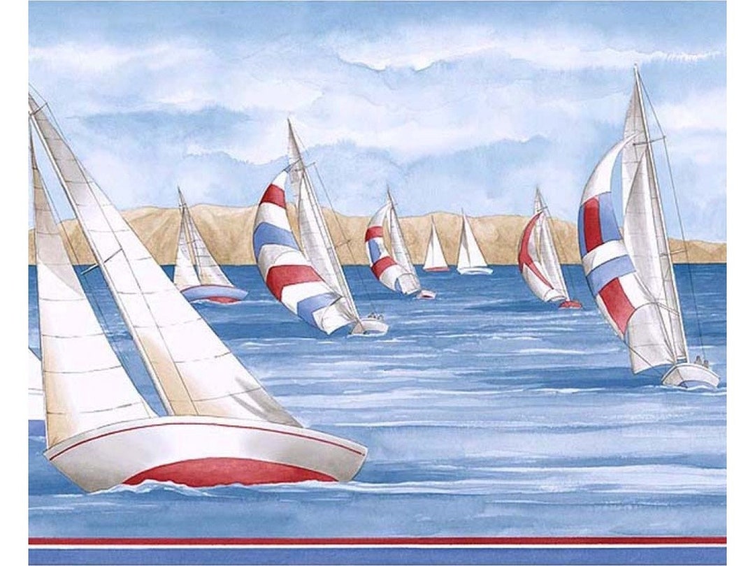 10 1/4 in X 15 Ft Prepasted Wallpaper Borders Ships Wall Paper Border ...