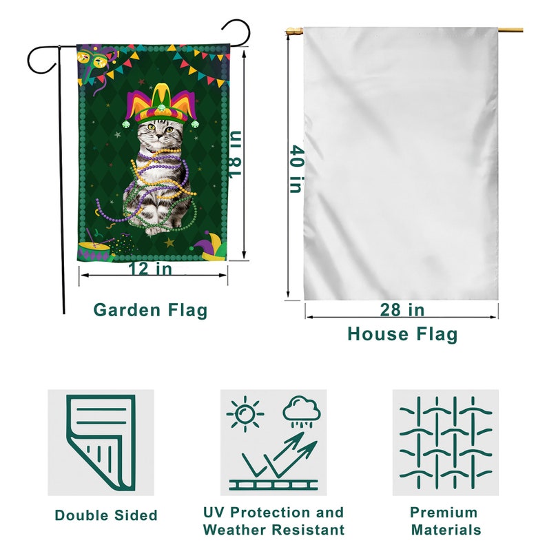 Mardi Gras Cat Jester Flag Carnival Flag Purple Green Yellow - Etsy