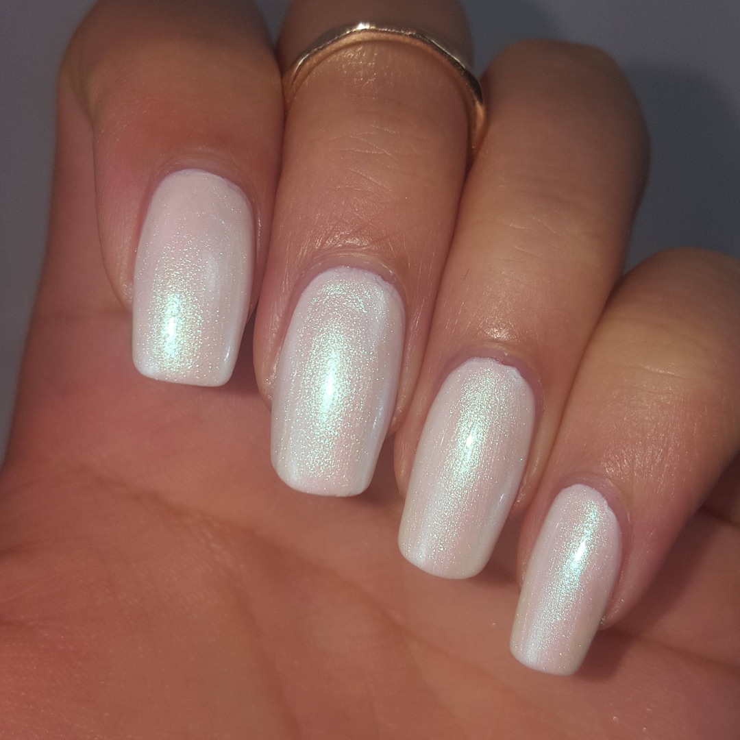 White Pearl Iridescent Nail Polish Duo 5-free Handmade Indie Nail ...