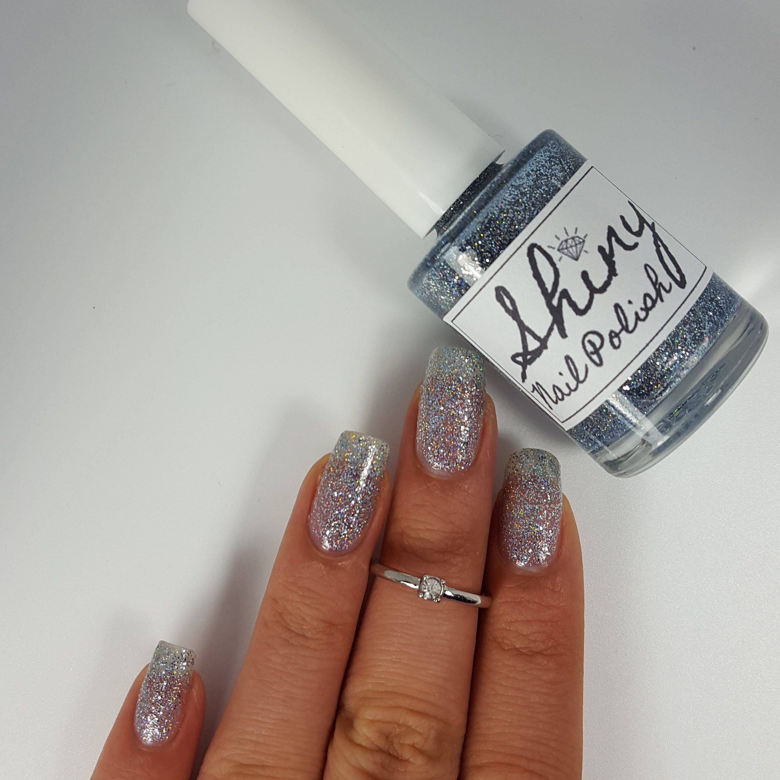 Blue Silver Holographic Glitter Nail Polish 5-free Handmade - Etsy