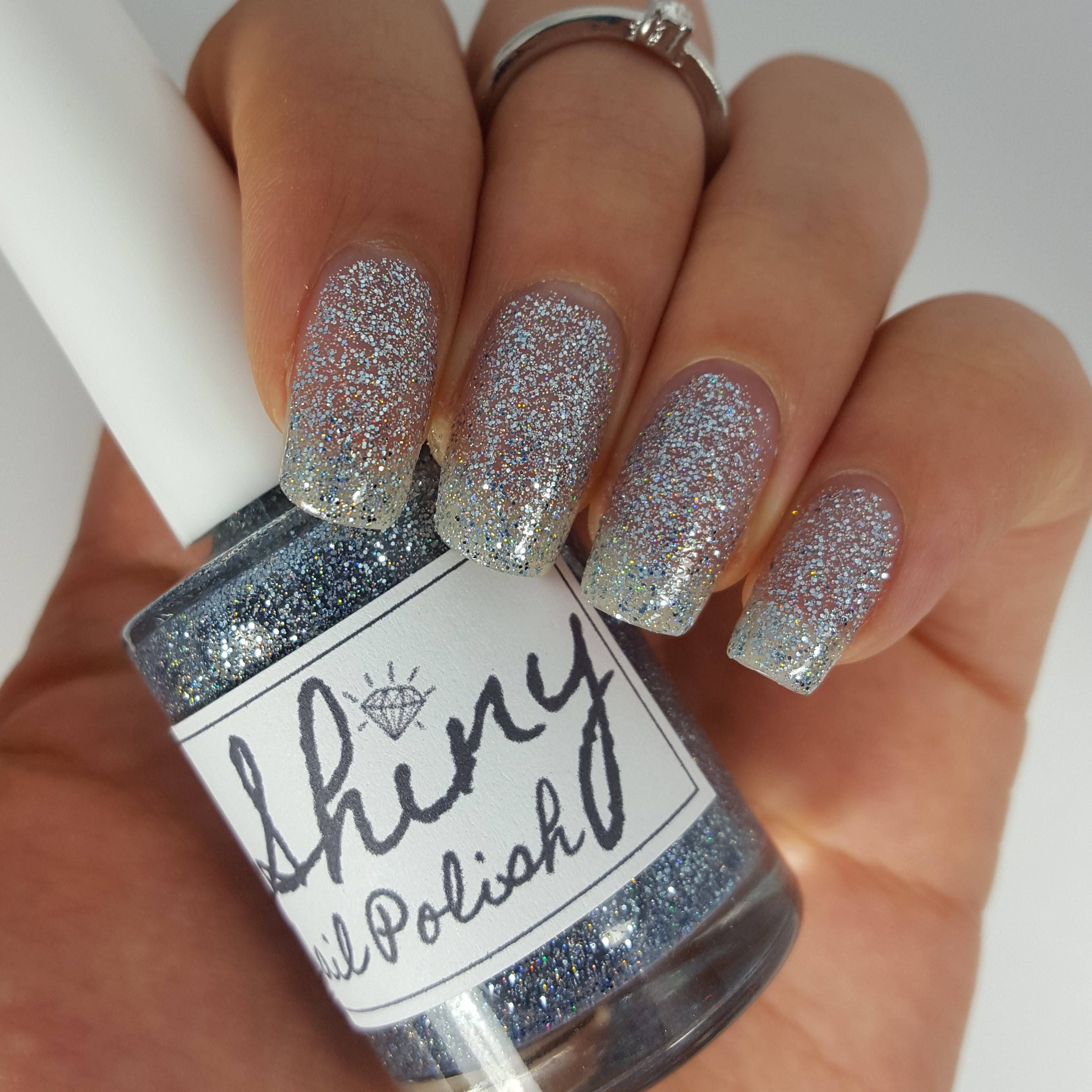 Blue Silver Holographic Glitter Nail Polish 5-free Handmade - Etsy