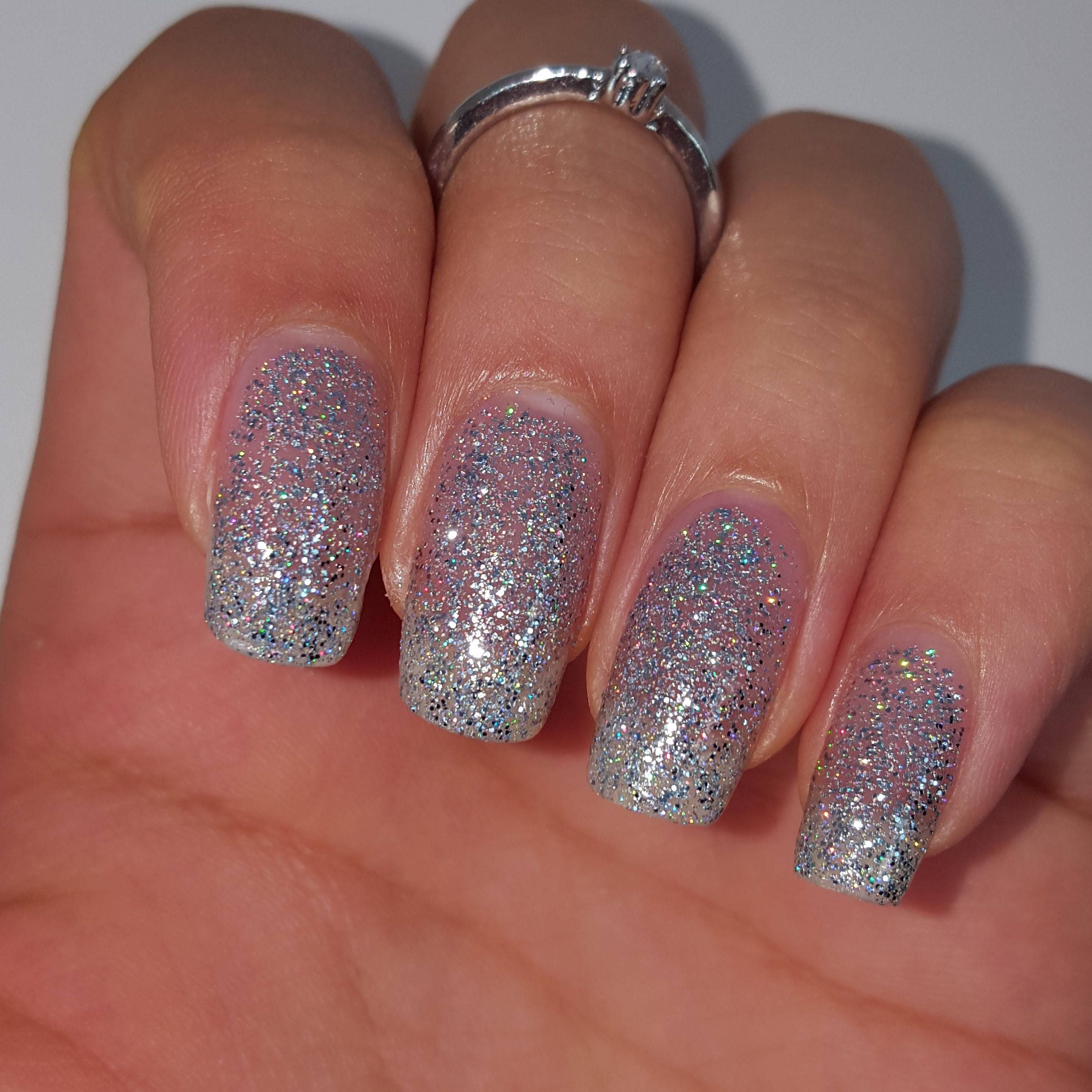 Blue Silver Holographic Glitter Nail Polish 5-free Handmade - Etsy