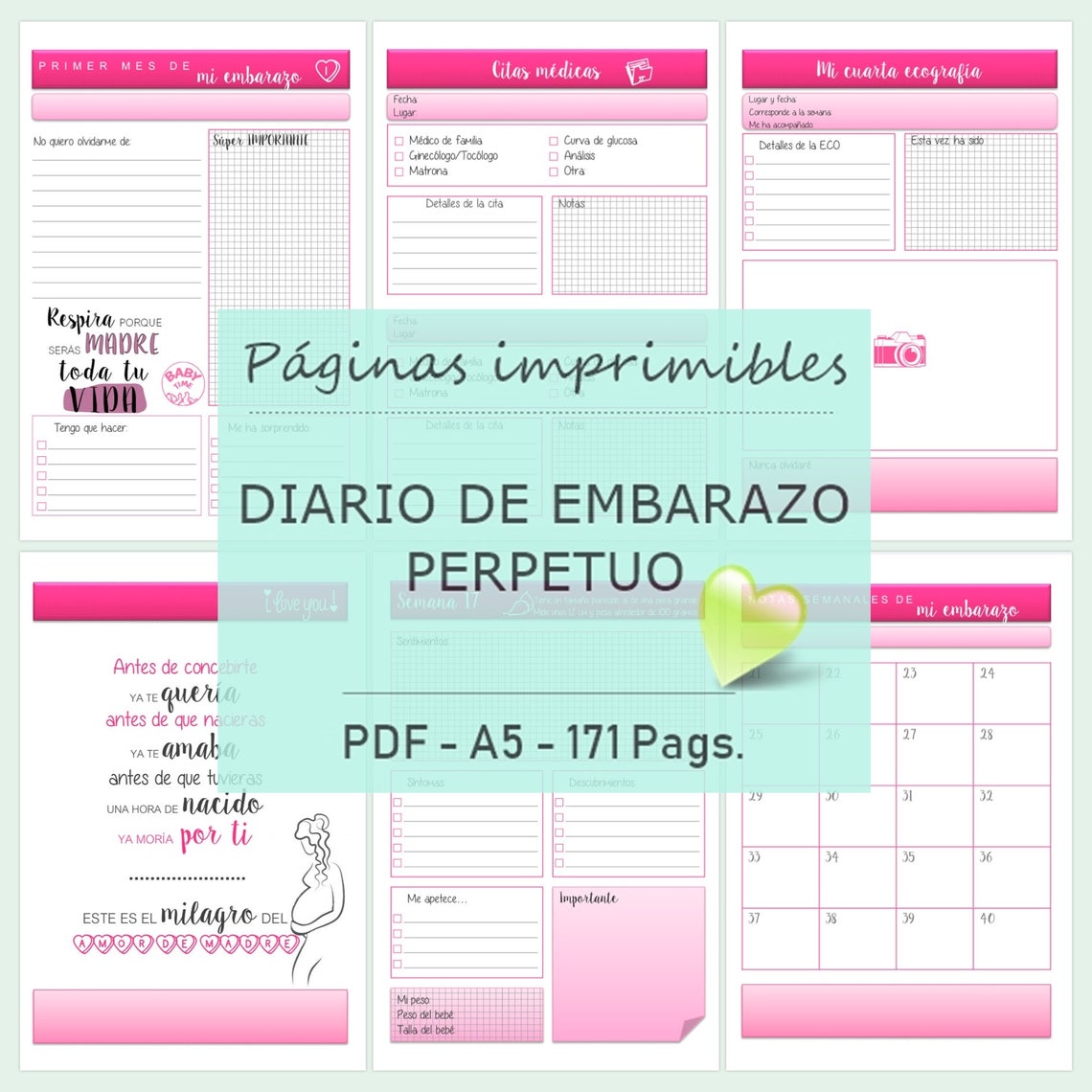 Diario de embarazo perpetuo - Etsy España