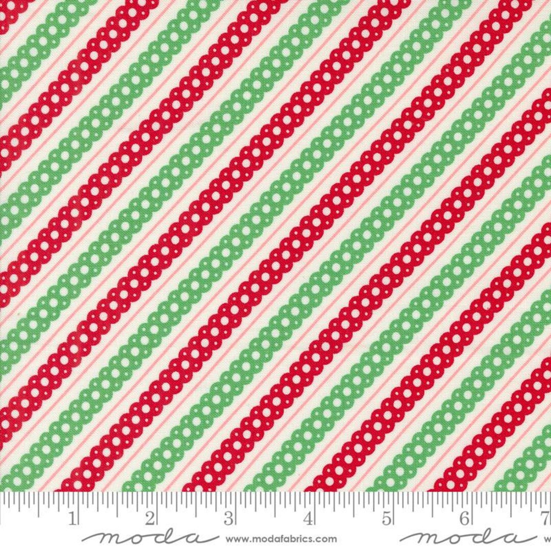 Kitty Christmas Stripe Snow by Urban Chiks for Moda Fabrics 31205 11 ...