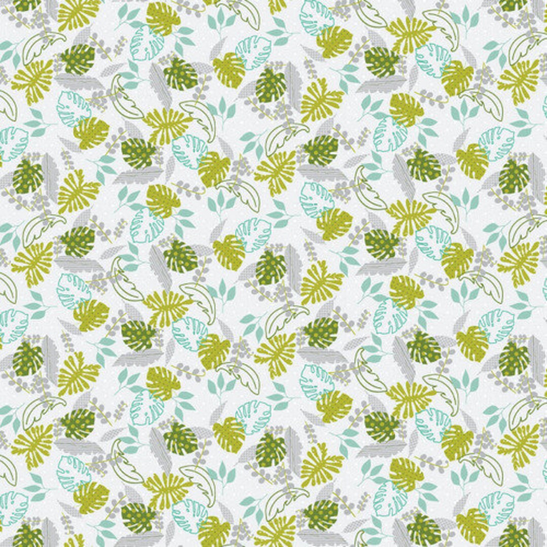 Born to Roar Light Gray Tropical Leaf by Leanne Anderson and Kaytlyn ...