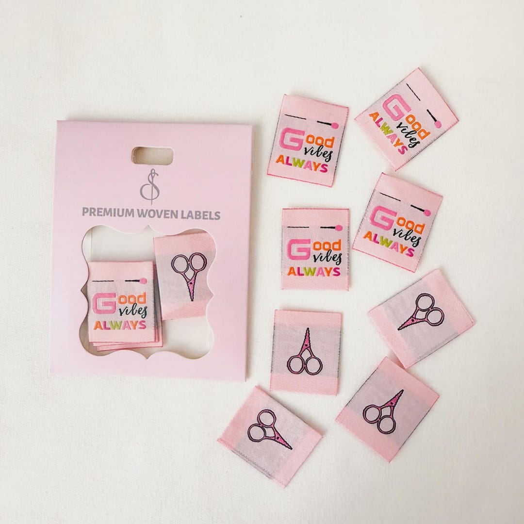 Good Vibes Woven Labels by Minki Kim for Sewing Illustration SI-WL12, 8 ...