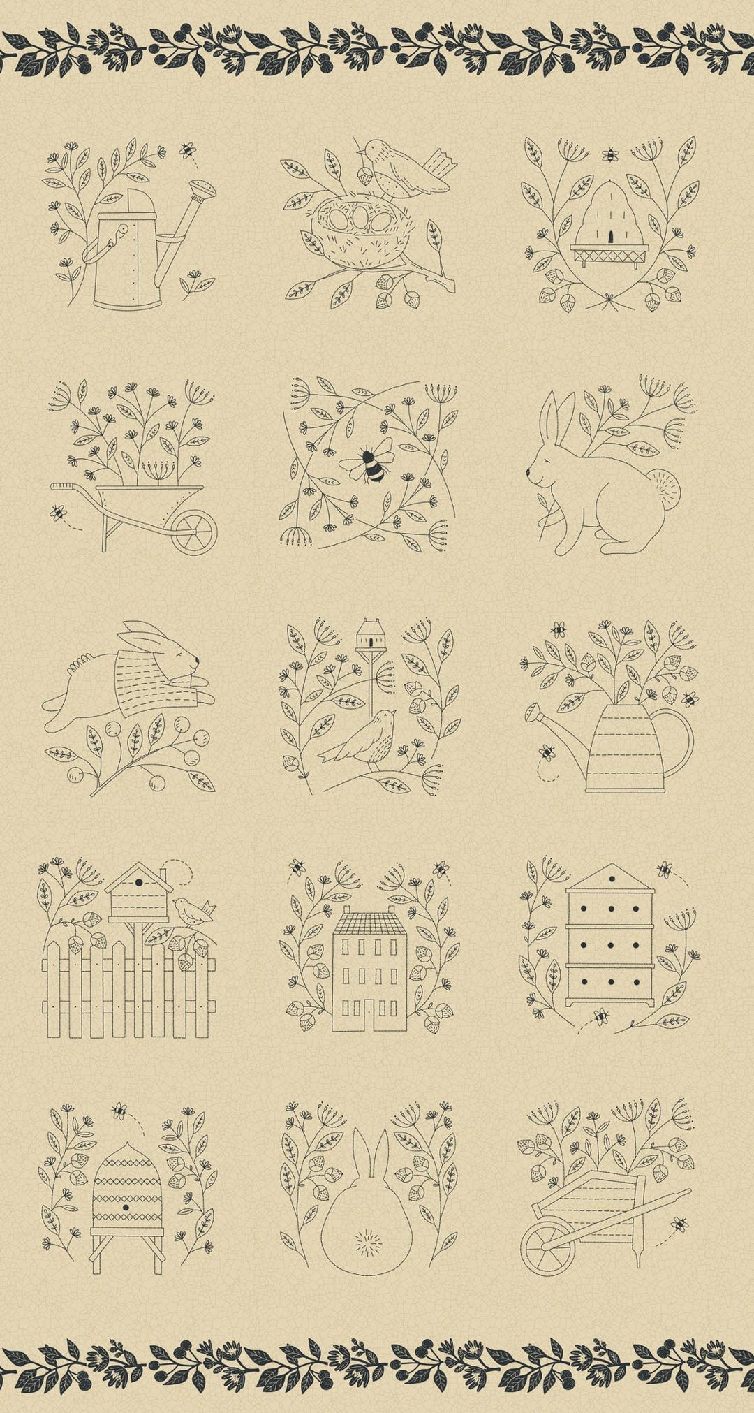 Bloom and Grow Embroidery Panel Linen 24 Inch Panel by Kathy Schmitz ...