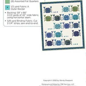 Feeling Crabby Quilt Kit by Wendy Sheppard- Includes Pattern and Fabric ...