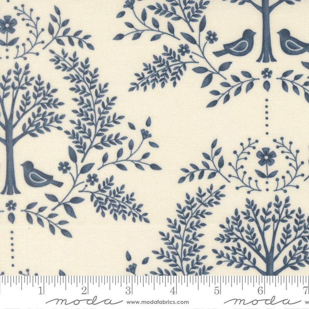 Family Tree Damask Birds Warm White by Deb Strain for Moda Fabrics ...