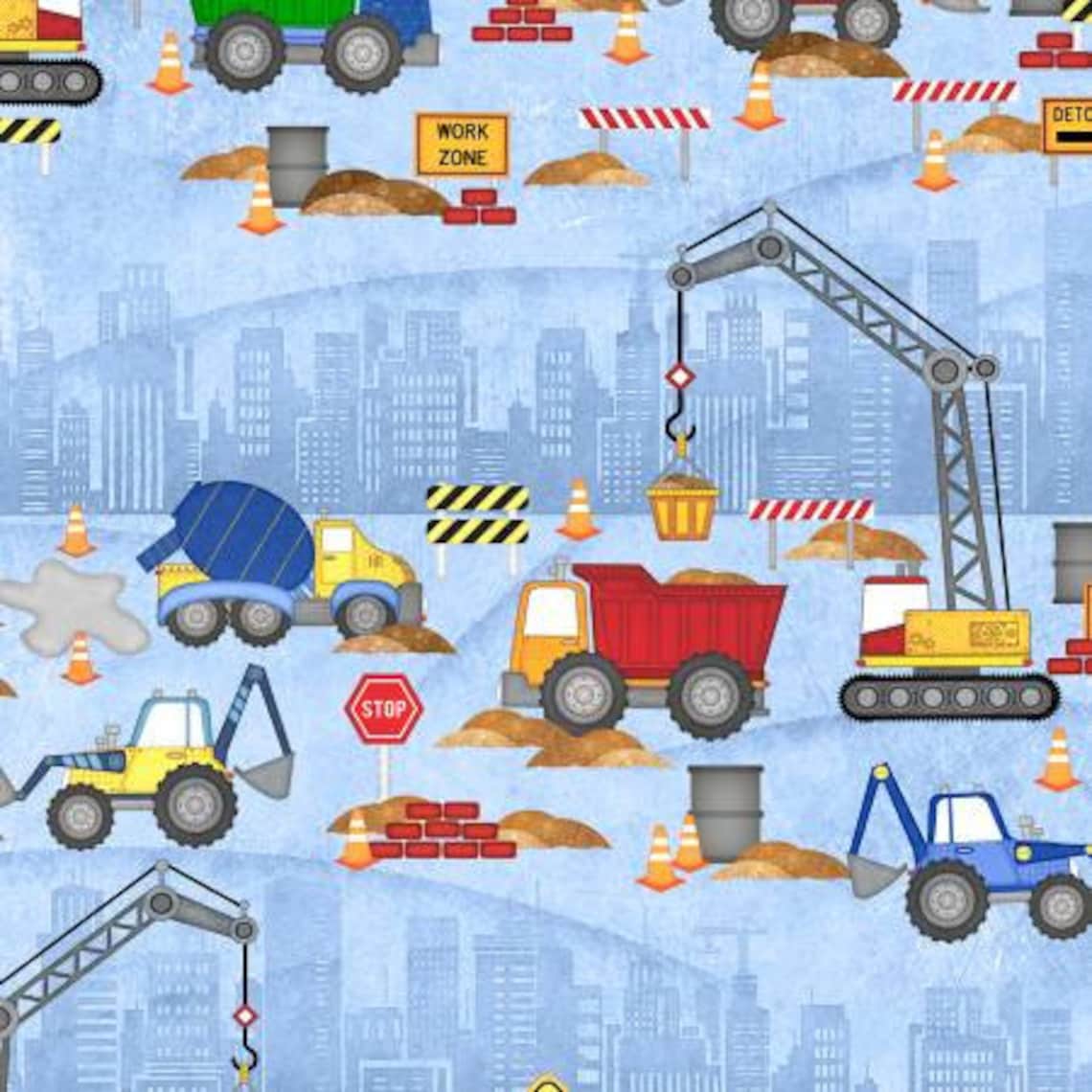 Building Dreams Blue Construction Site by Jennifer Pugh for | Etsy