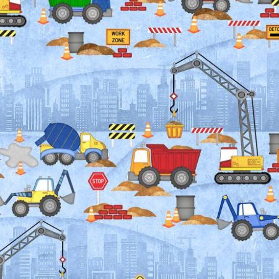 Building Dreams Blue Construction Site by Jennifer Pugh for | Etsy