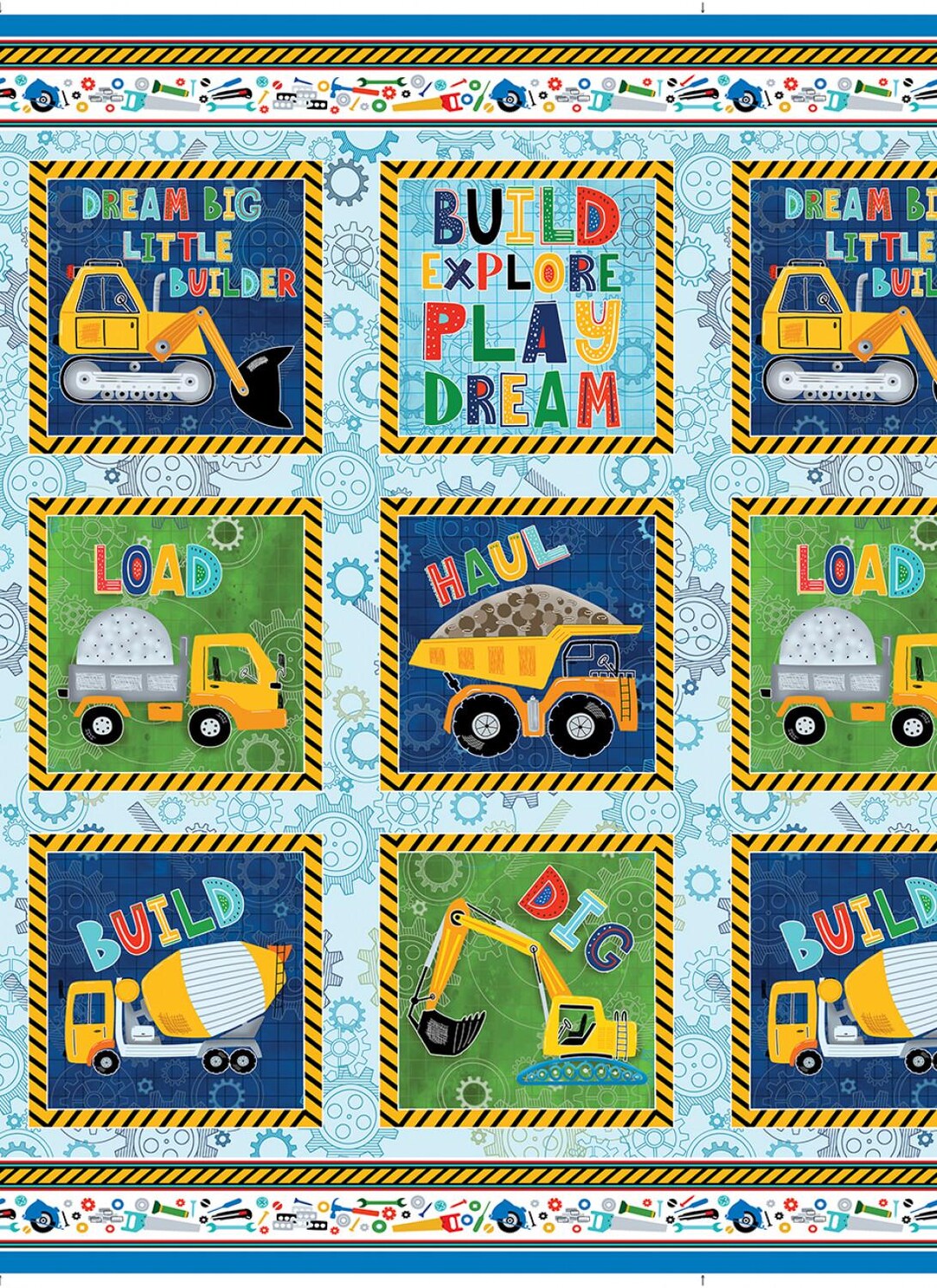 Little Builder Building Blocks Multi 24 Inch Panel by Nicole Decamp ...