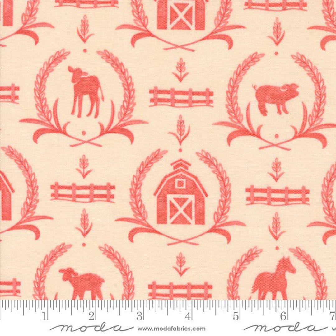 Willows Farm Farm Yard Damask Blush by Deb Strain for Moda Fabrics ...