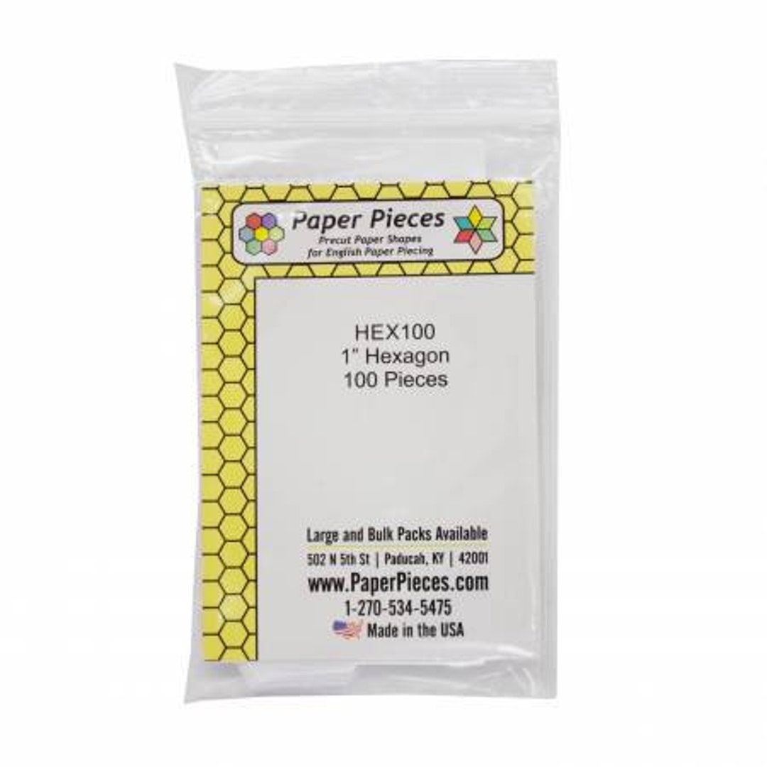 Paper Pieces 1" Hexagons Small Pack: 100 Pieces Precut Hexagon Pieces ...