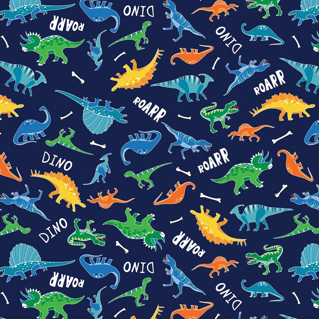 Glow-o-saurus Dino Friends Navy Glow in the Dark by Kanvas Studios for ...