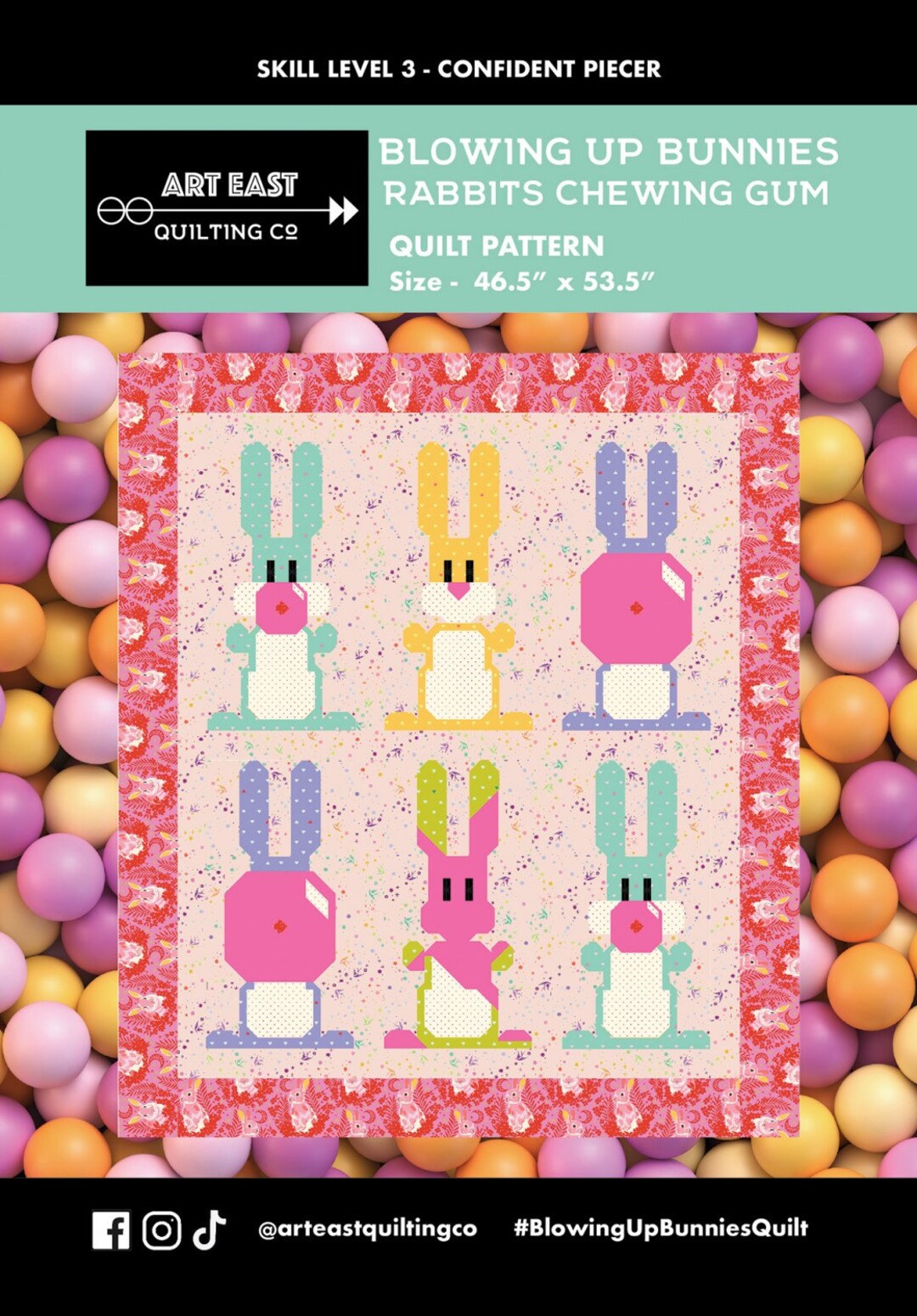 Blowing up Bunnies-rabbits Chewing Gum Quilt Pattern by Art East ...