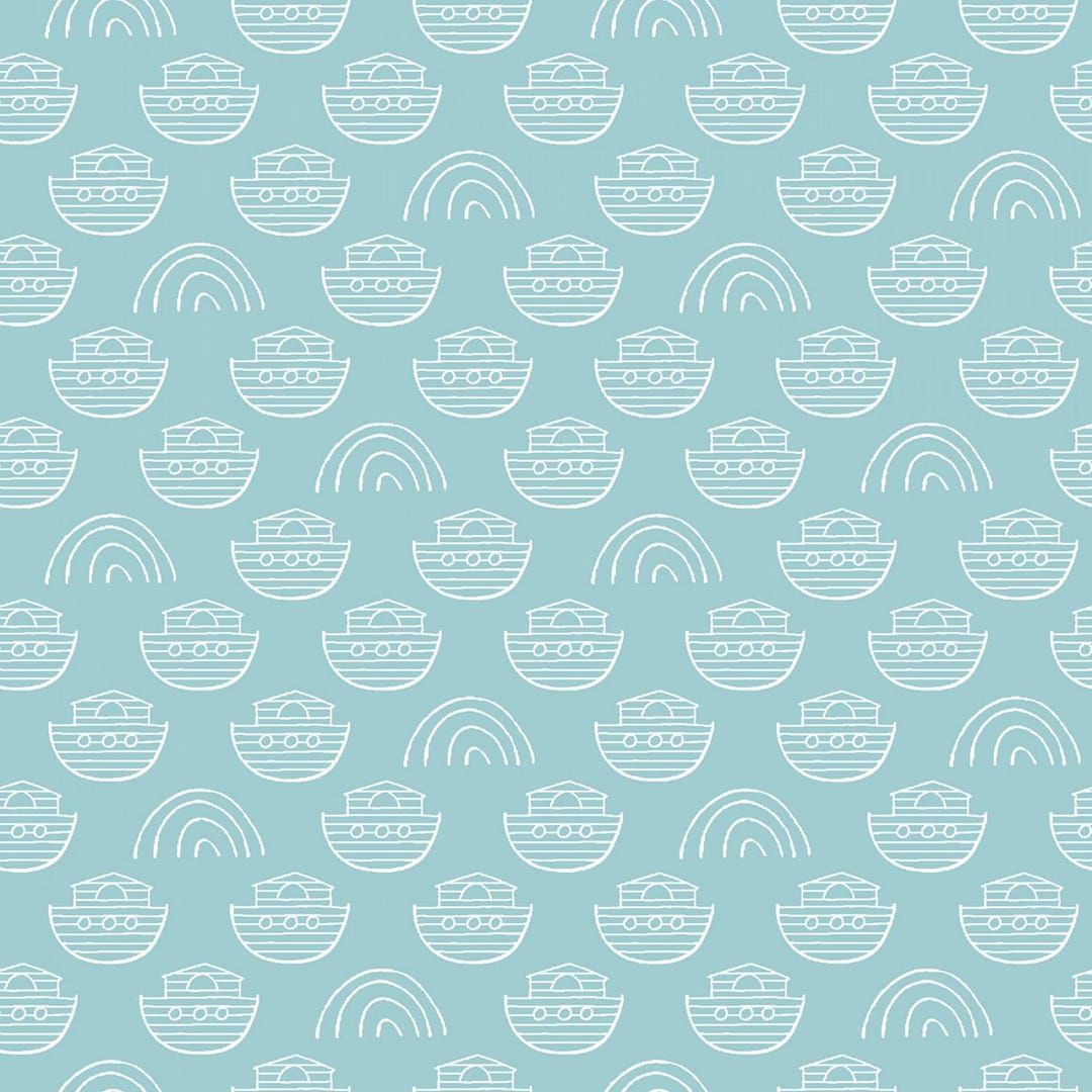 Two by Two Allover Ark Blue by Caverly Smith Collection for 3 Wishes Fabric 22223-BLU Fabric ...