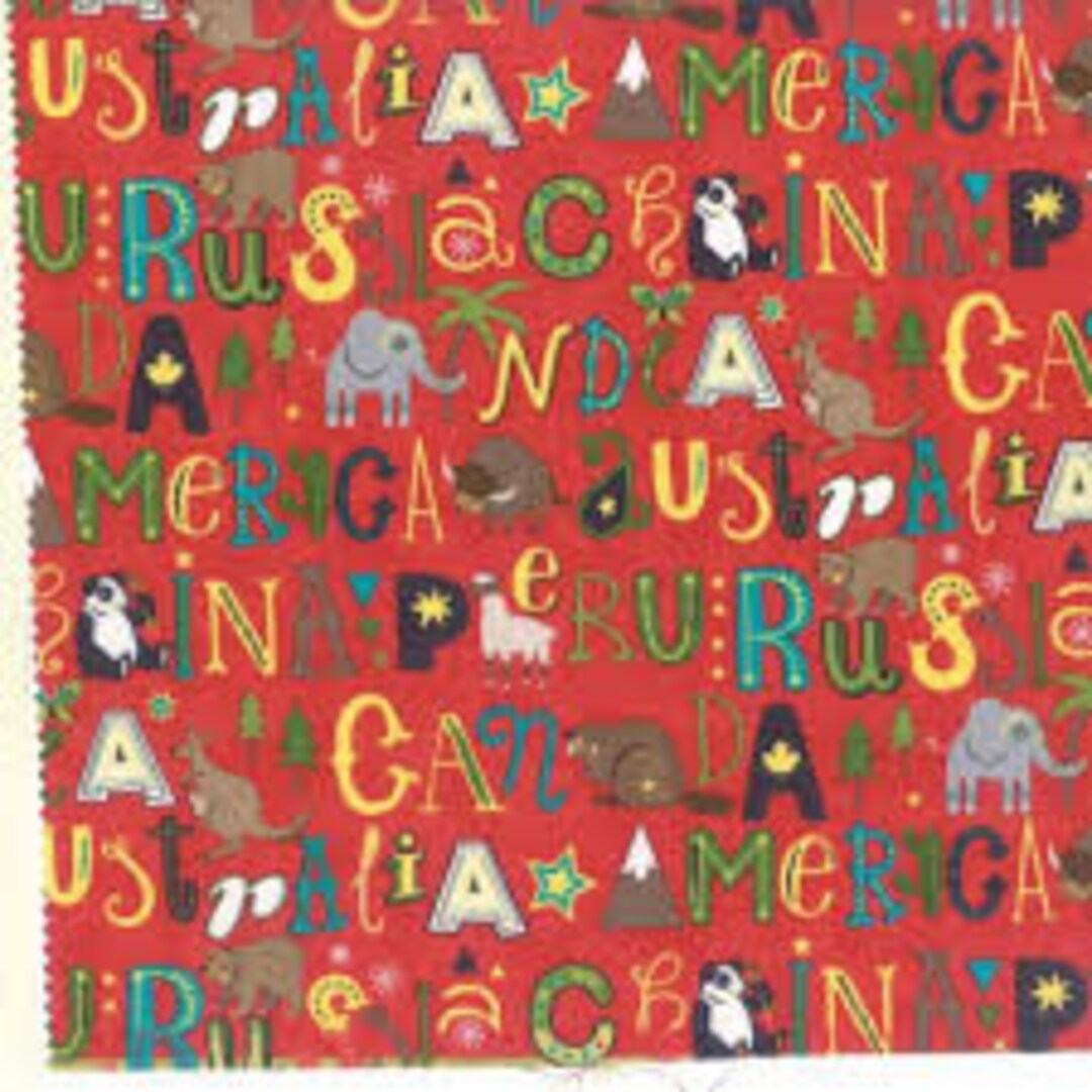 Red Letter Hello World by Abi Hall Designs for Moda Fabrics, Red ...