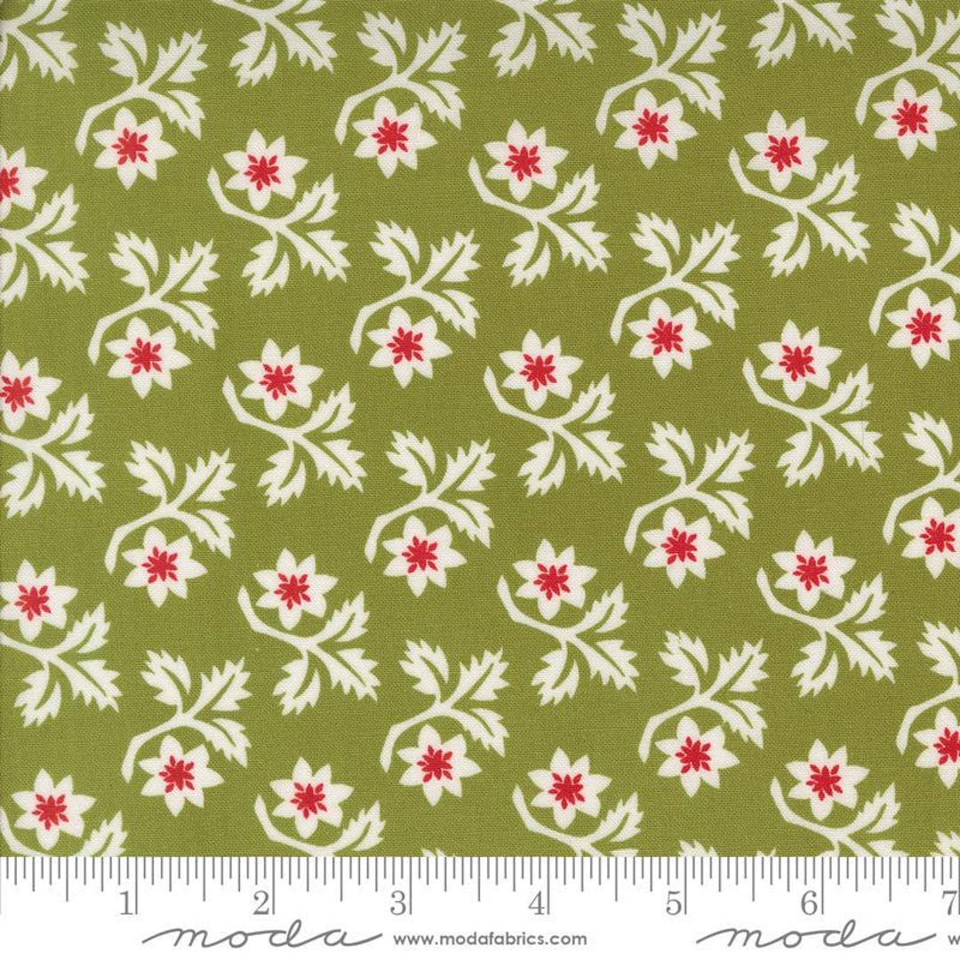 Buon Natale Woodcut Christmas Flower Pine by Fig Tree and Co. for Moda ...