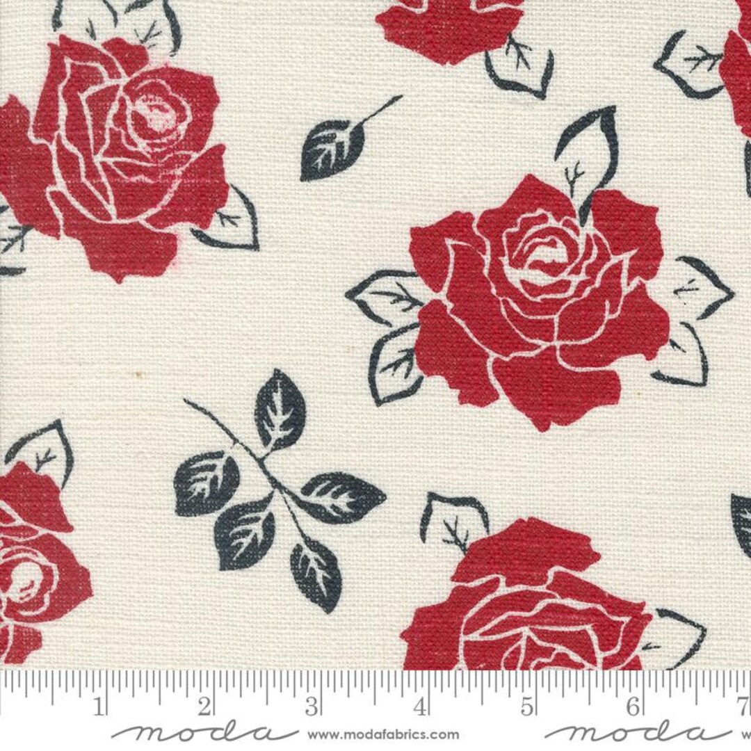 Panache Slub Roses White by Pieces to Treasure for Moda Fabrics 12219 ...