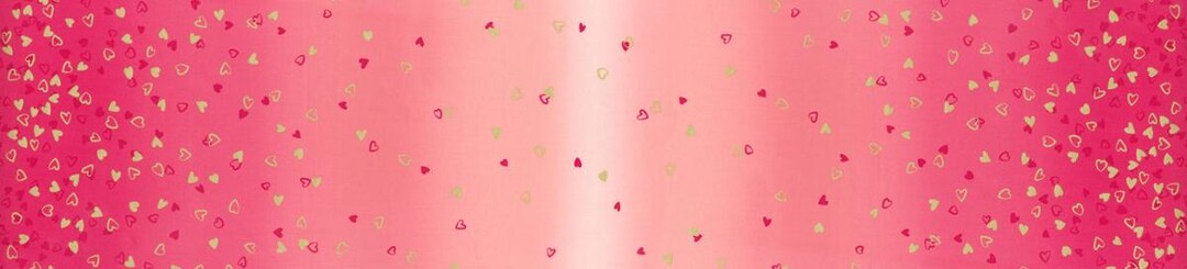 I Heart Ombre Gold Metallic Hearts Hot Pink By V And Co Vanessa Christenson For Moda Fabrics