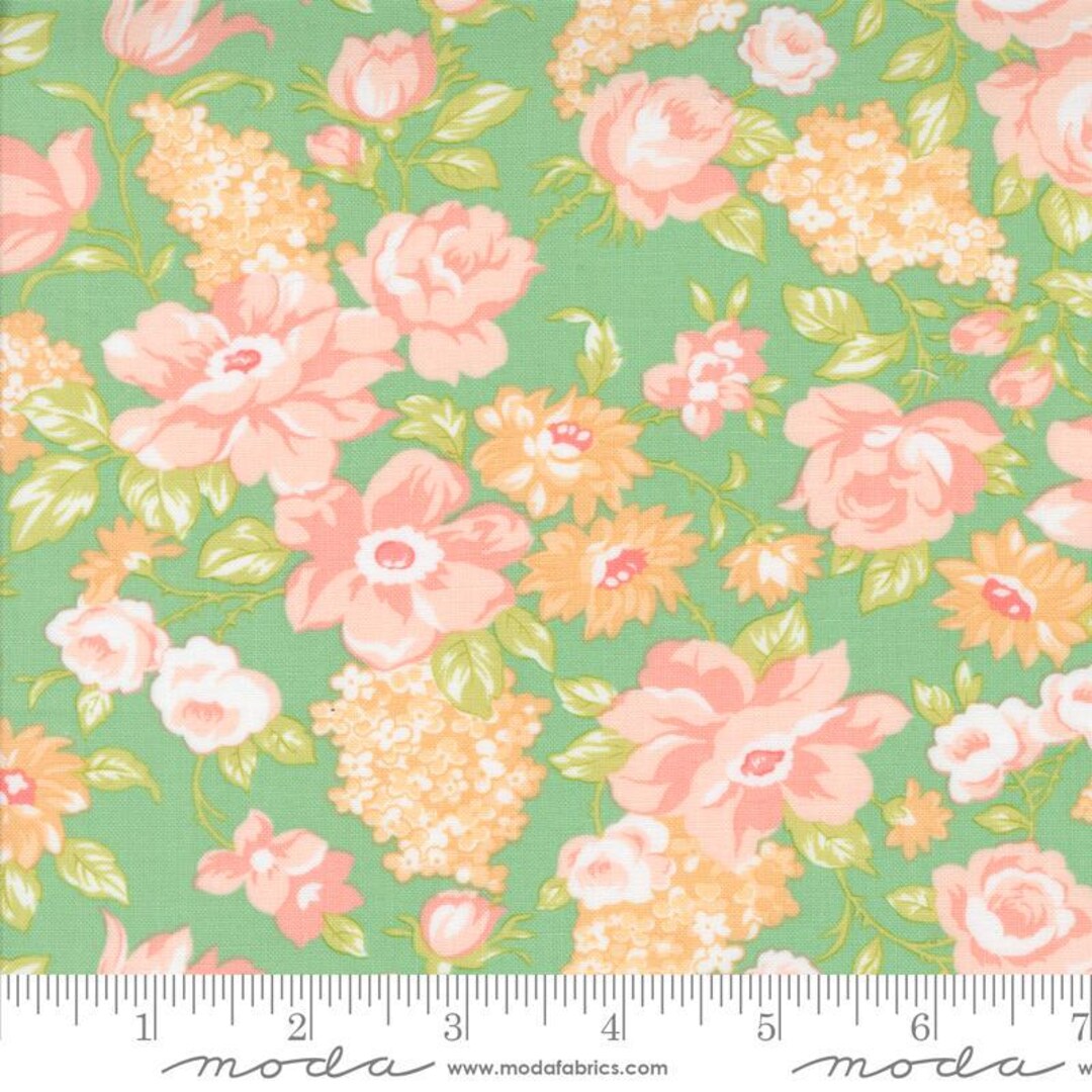 Portofino Tuscan Blooms Azure by Fig Tree and Co. for Moda Fabrics ...