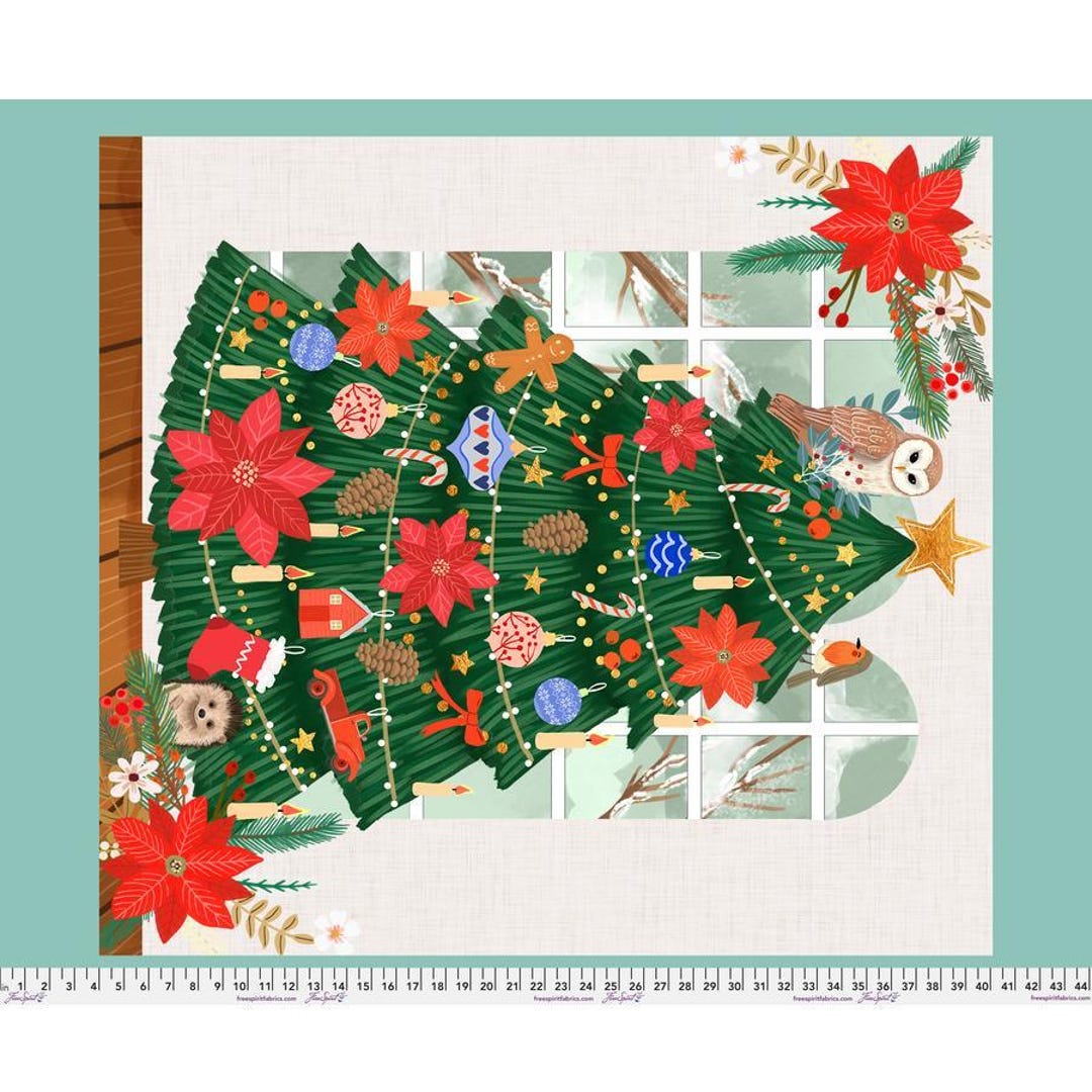 Christmas Cabin Christmas Tree Panel by Mia Charro for Freespirit ...
