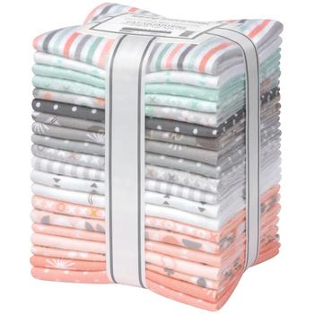 Flannel Cozy Cotton Grey Peach & Mint Colorstory Fat Quarter Bundle 20 ...