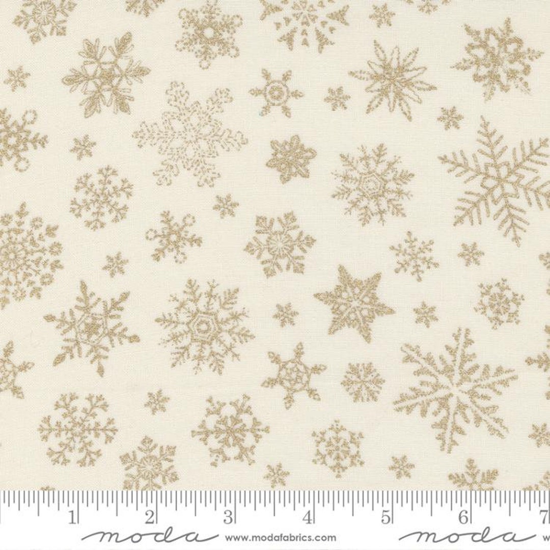12" End of Bolt Merry Manor Metallic Snowflake Cream by Moda Fabrics ...