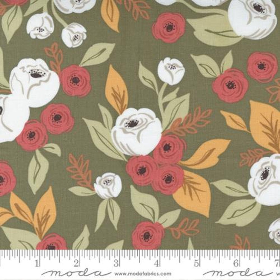 7" End of Bolt Flower Pot Sage by Lella Boutique for Moda Fabrics 5160 ...