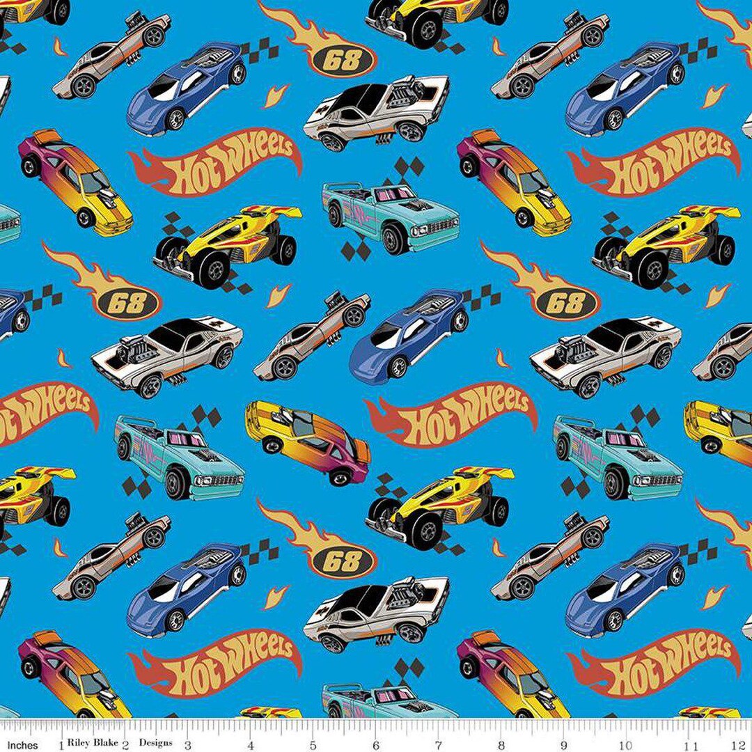 Hot Wheels Made to Race Car Race Blue by Riley Blake Designs CD15300 ...