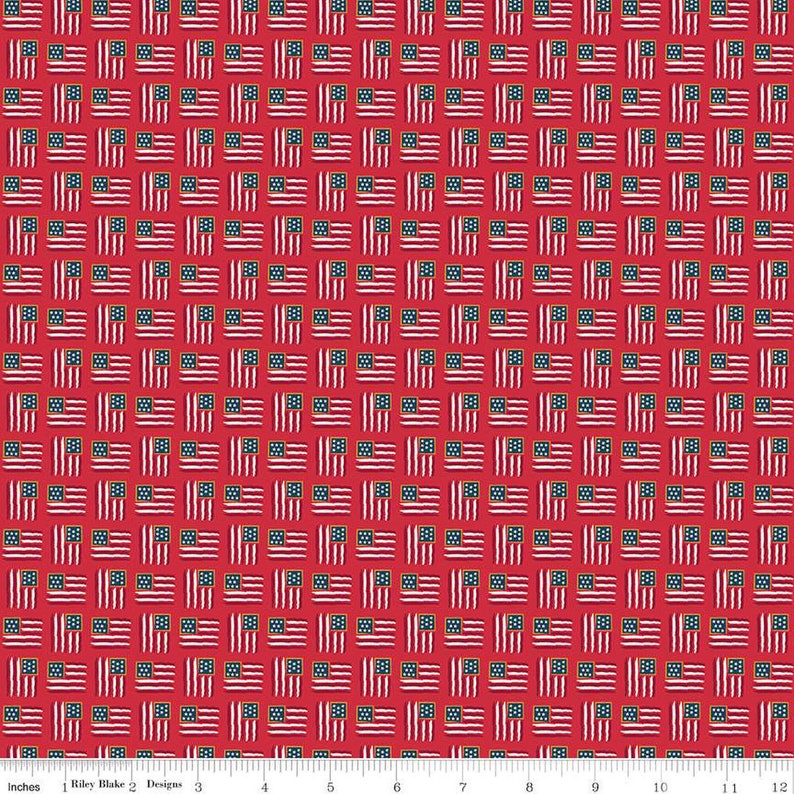 Sweet Freedom Flags Red Sparkle by Beverly Mccullough for Riley Blake ...