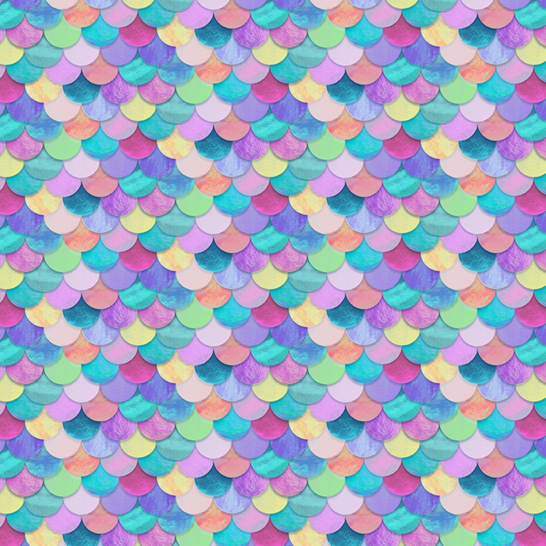 Mermaids Multi Mermaid Water Color Scales by Timeless - Etsy