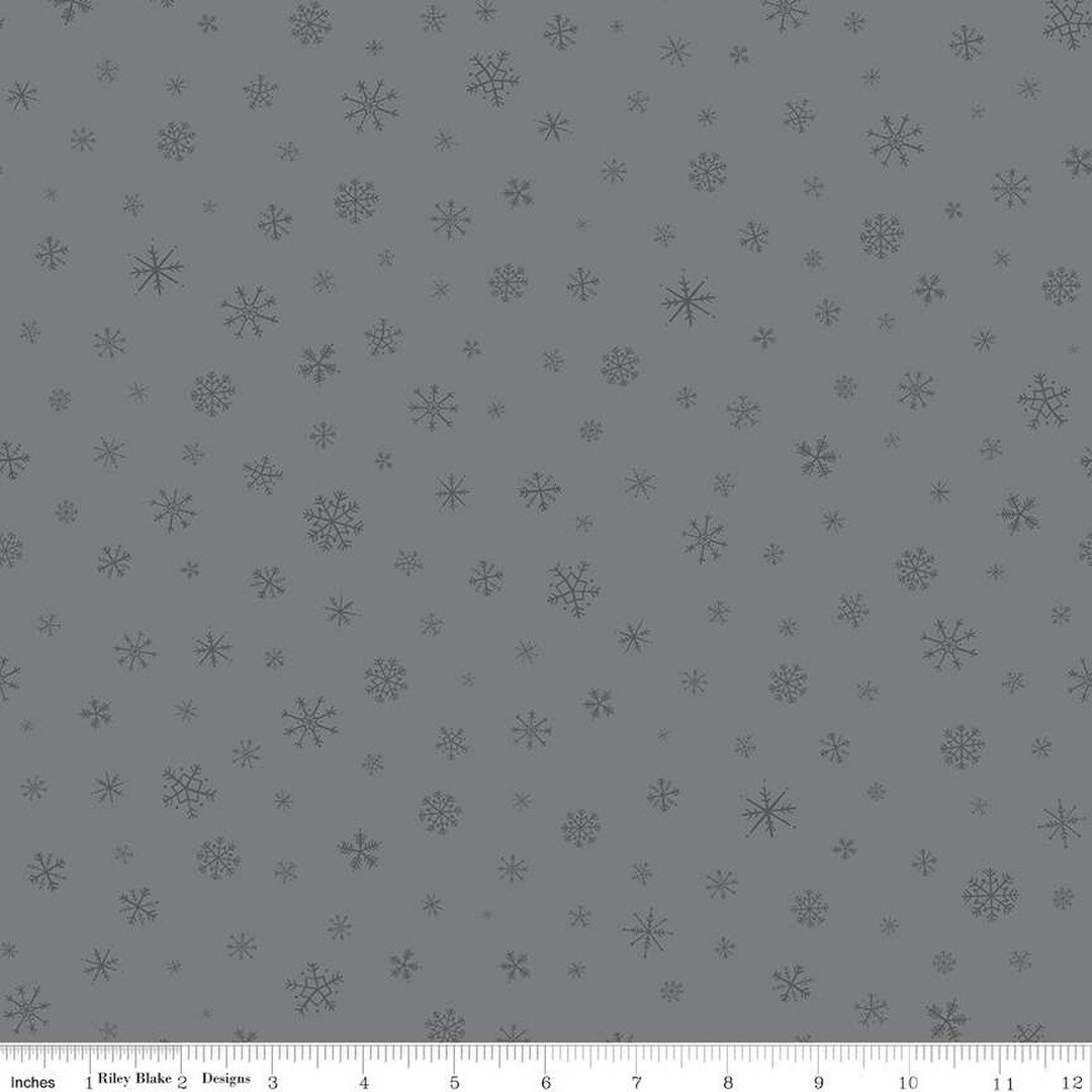 Flannel Snow Leopard Snowflakes Gray by Amanda Niederhauser for Riley ...