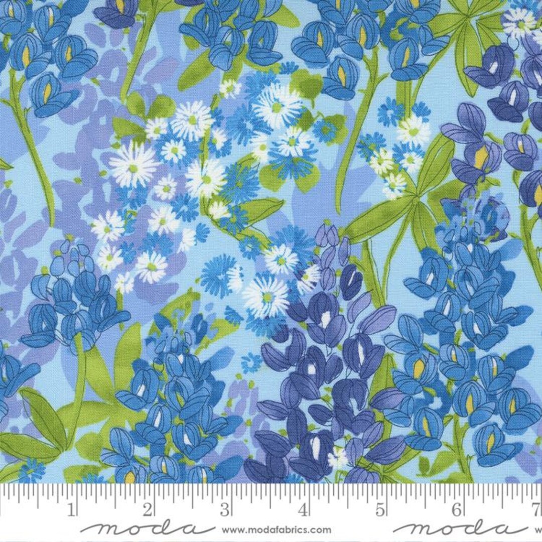 Wild Blossoms Blue Bonnets Mist by Robin Pickens for Moda Fabrics 48732 ...